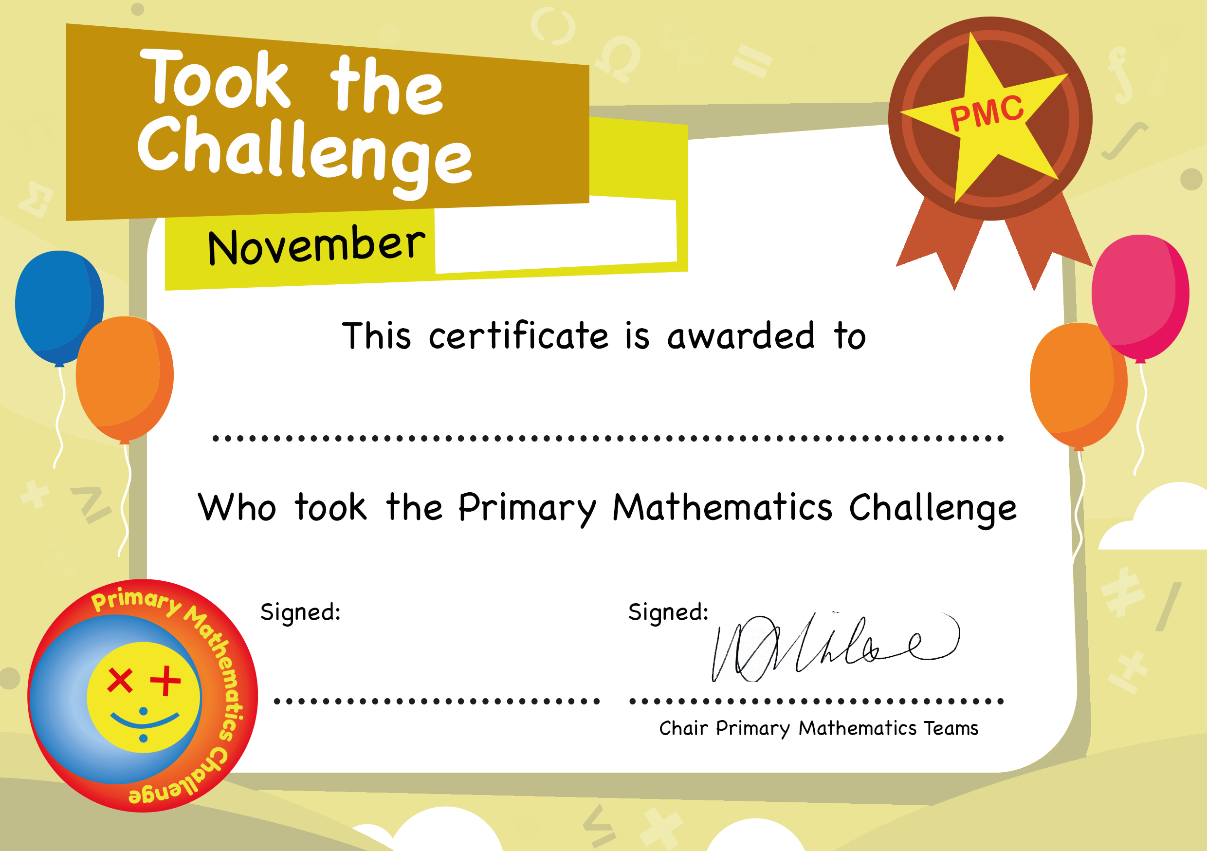 Primary Maths Challenge - PMC November 2021